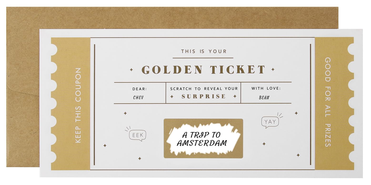 CJ&M The Golden Ticket | Scratch & reveal surprise ticket, Golden ...