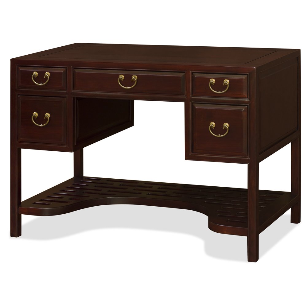 Amazon.com: ChinaFurnitureOnline Dark Cherry Elmwood Chinese Ming Desk ...
