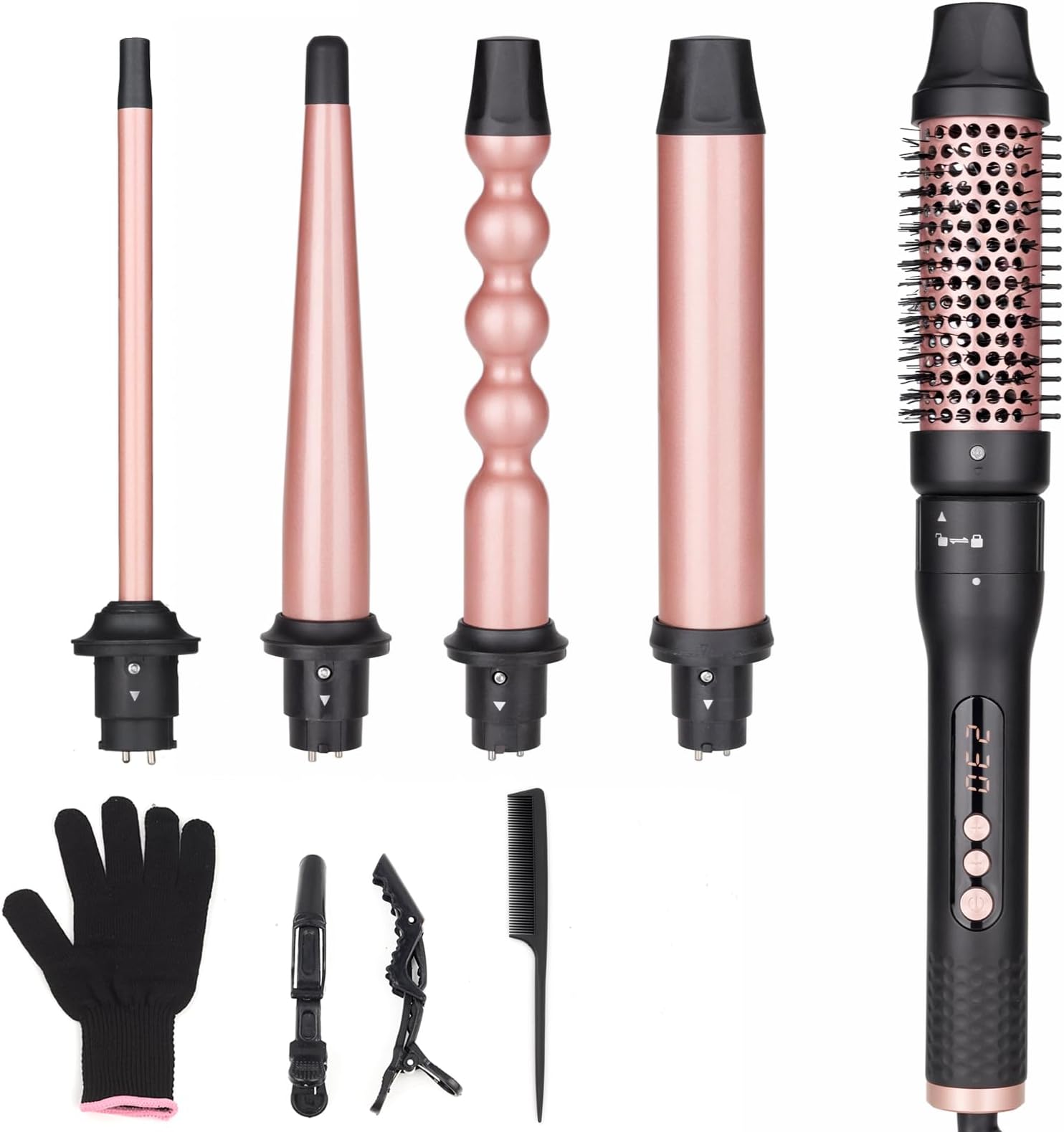 Amazon.com: UNOBEY 5 in 1 Curling Iron Brush Set with Thermal Brush and ...
