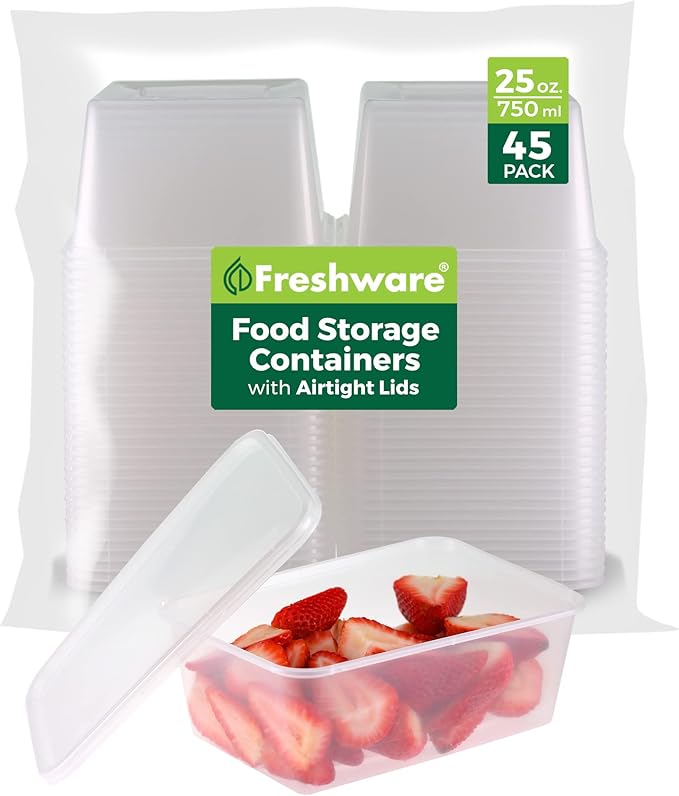 Amazon.com: Freshware [45 Pack, 25 oz Plastic Deli Food Storage Soup ...