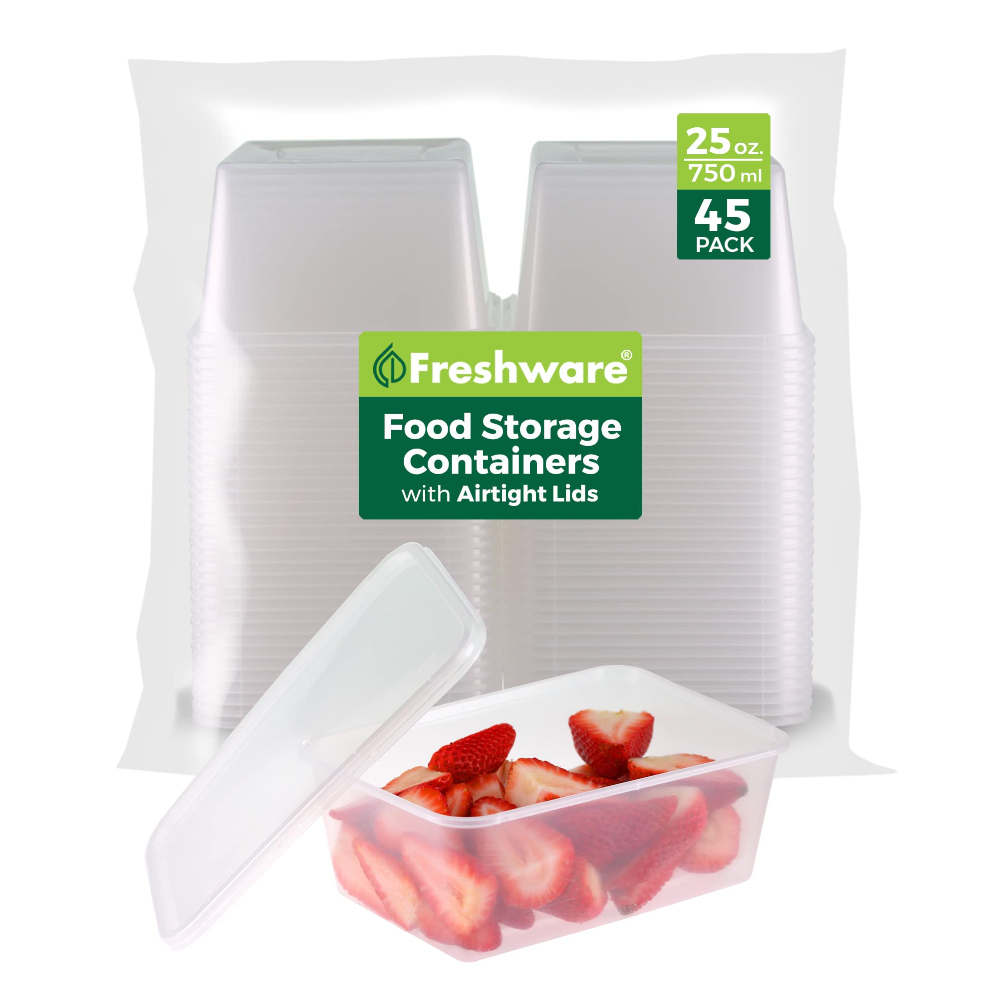 Snapklik.com : Freshware 45 Pack, 25 Oz Plastic Deli Food Storage Soup ...