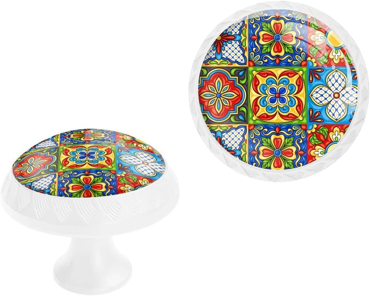 Elohiym 6 Pack White Drawer Knobs,Mexican Talavera Tiles Cabinet Knobs ...
