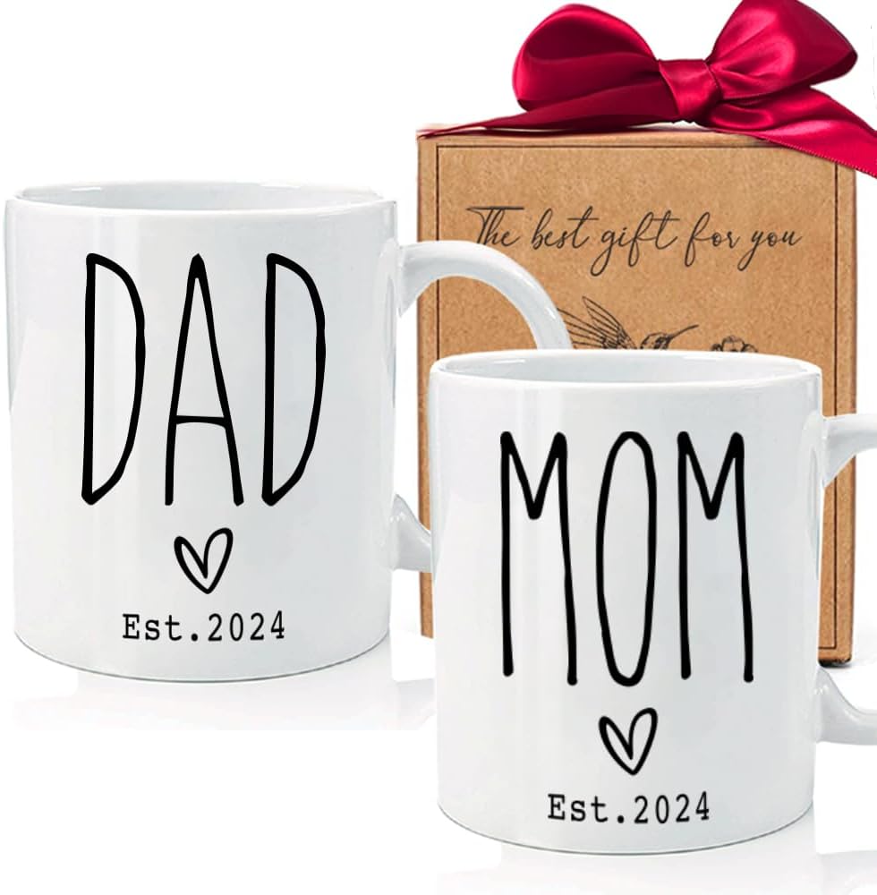 Amazon.com: MNEDLAD New Dad & Mom Est 2024 Coffee Mugs, First Time Mom ...