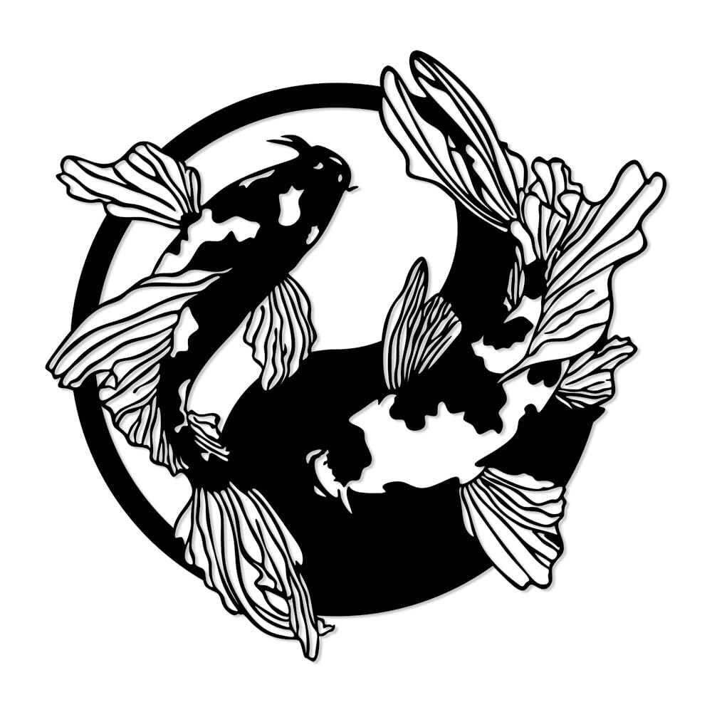 Amazon.com: JHUNG GA YEI Asian Koi Fish Decor of Metal Wall Sculpture ...
