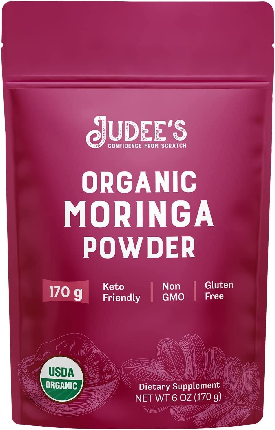 Judee's Organic Moringa Powder 6 oz - Non-GMO - Gluten-Free and Keto ...