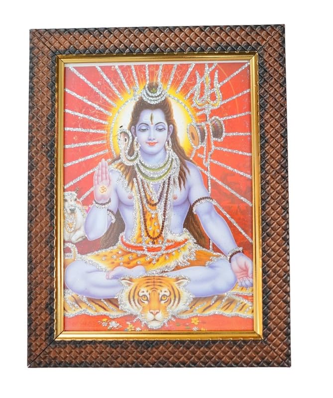 Subhash Pushtak Mahadev Wooden Photo frame for Pooja | Hindu Bhagwan ...