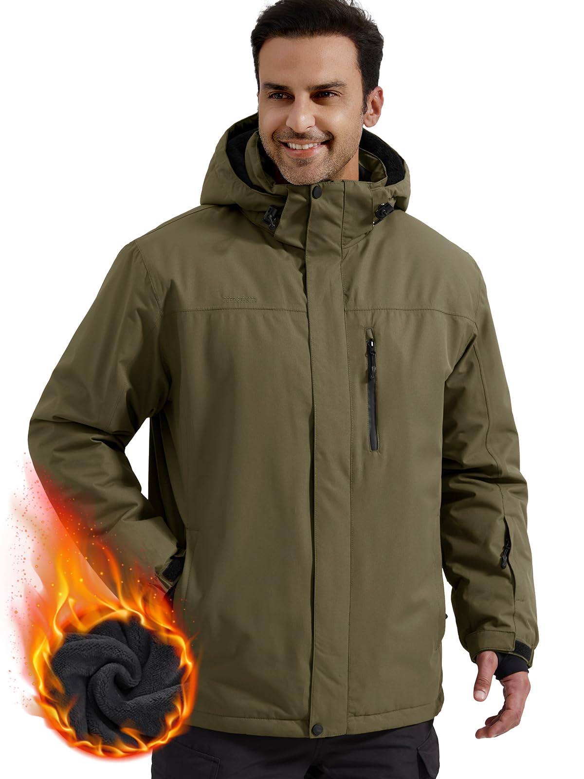 Amazon.com : FREE SOLDIER Men's Waterproof Ski Snow Jacket Fleece Lined ...