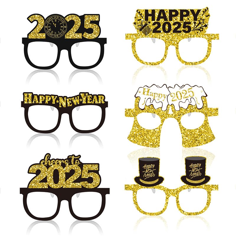 FOPSDGN 18pcs Happy New Year Glasses, Funny Glitter 2025 Glasses, New ...