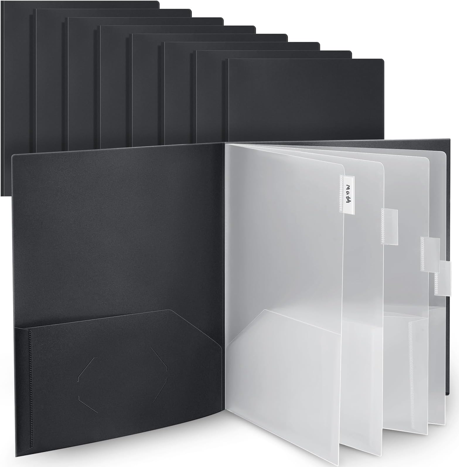Amazon.com : Colarr 8 Pcs 10 Pocket Folders Sturdy Plastic Multi ...