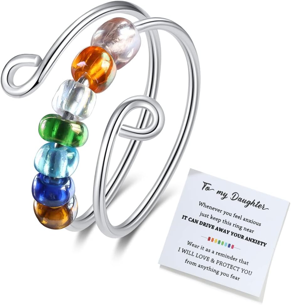 Amazon.com: Usoway To My Daughter Fidget Ring for Anxiety, Fidget Rings ...