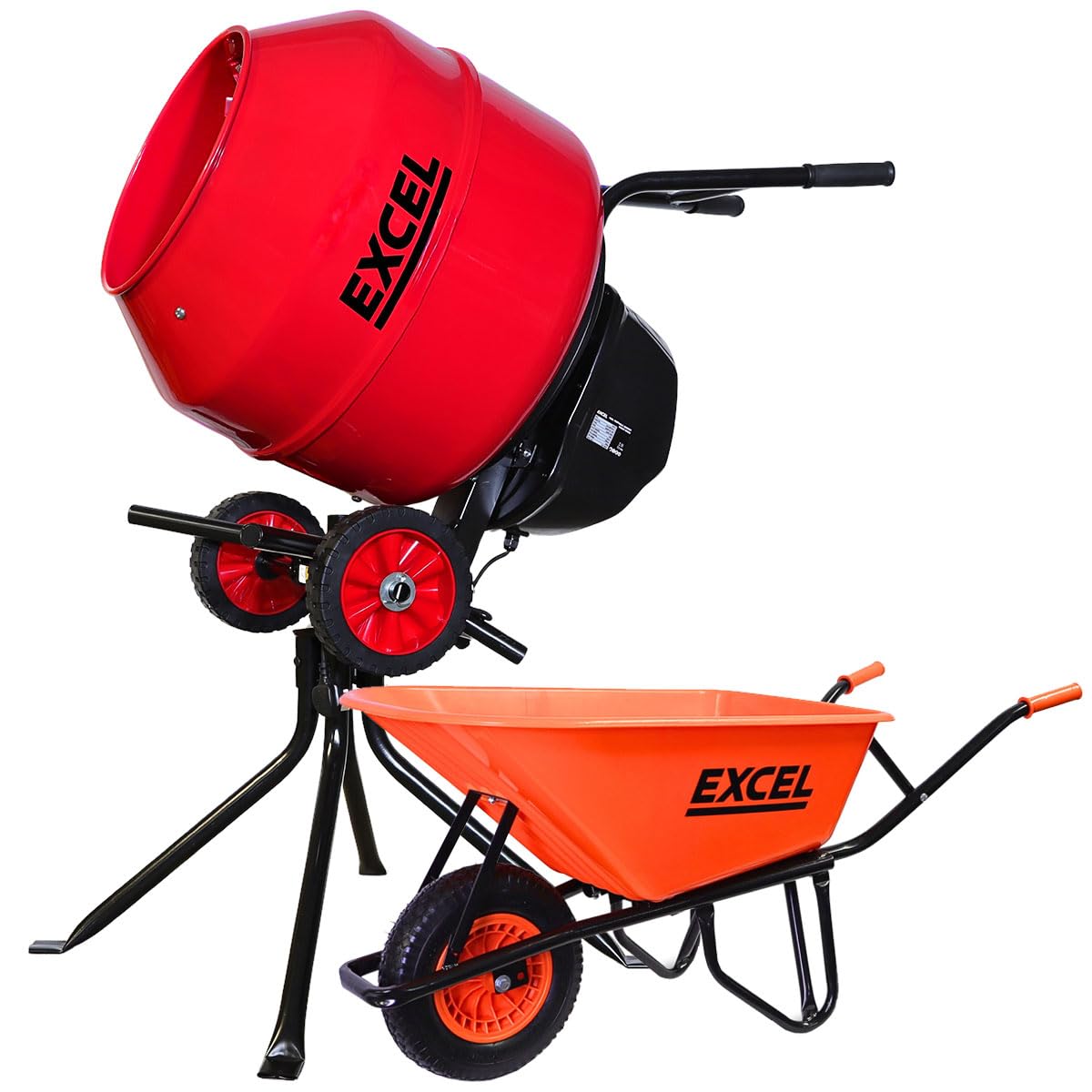Excel 160L Cement Mixer 650W/240V with 100L Wheelbarrow - Cement mixer ...
