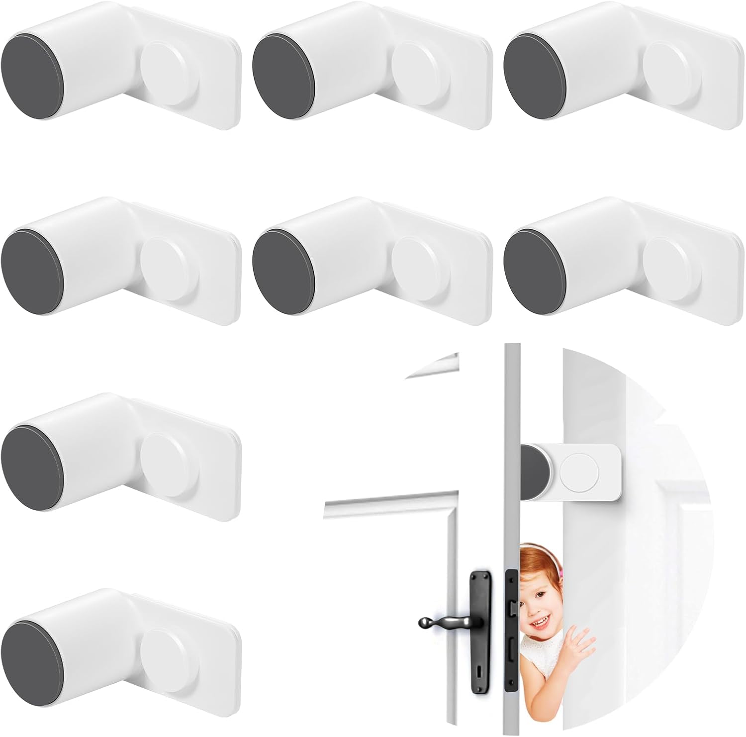 8 Pcs Door Stoppers for Kids, Self Adhesive Door Finger Guards ...