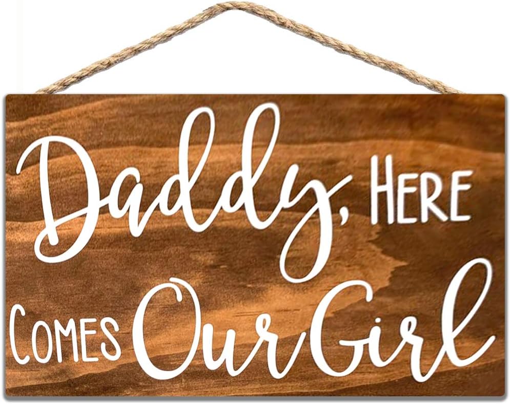 Amazon.com: KDLY Daddy Here Comes Mommy Wedding Wood Sign Rustic ...