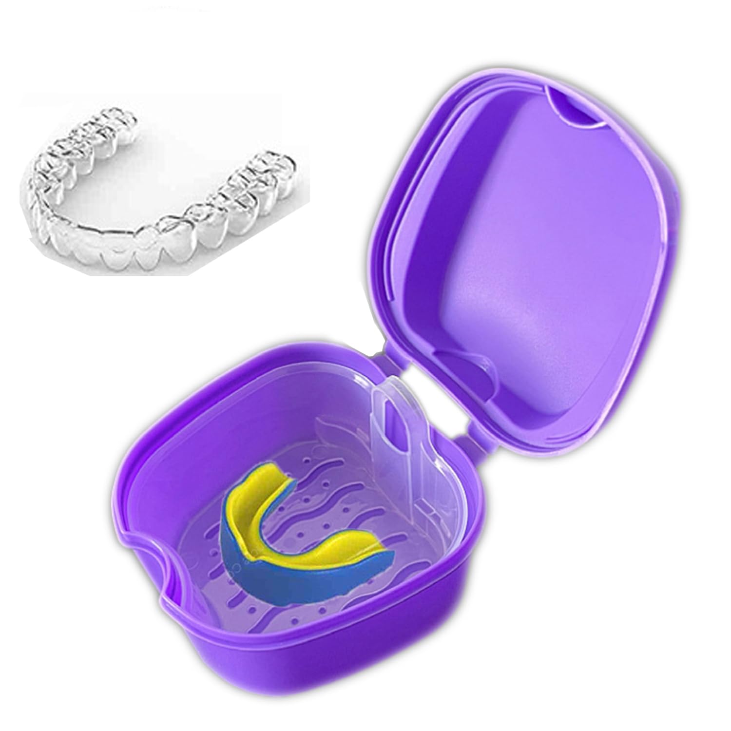 Denture Bath Case Portable Orthodontic Dental Retainer Box False Teeth ...