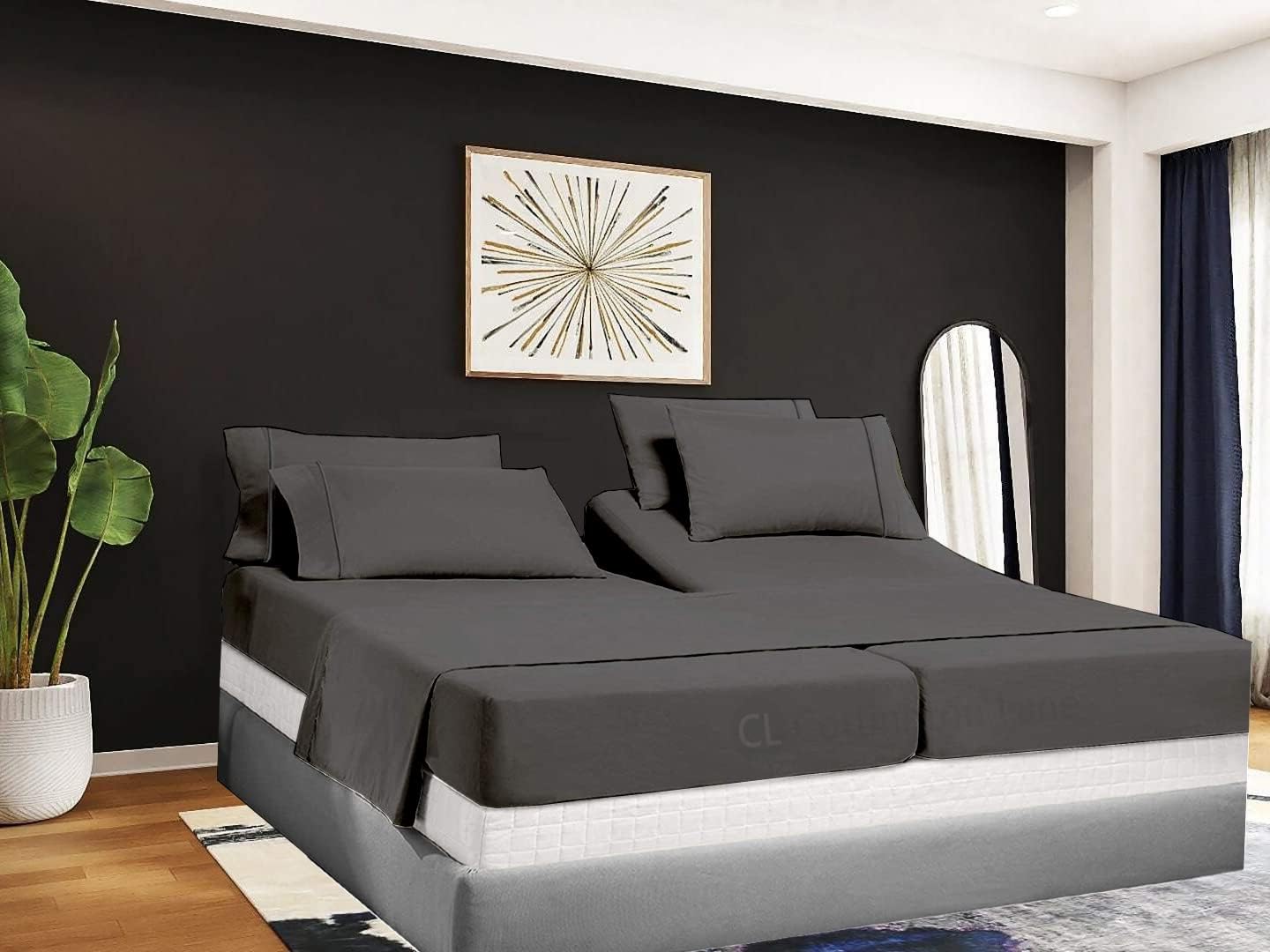 Amazon.com: 7 Piece Split King Sheets-Split King Size Sheet Set for ...