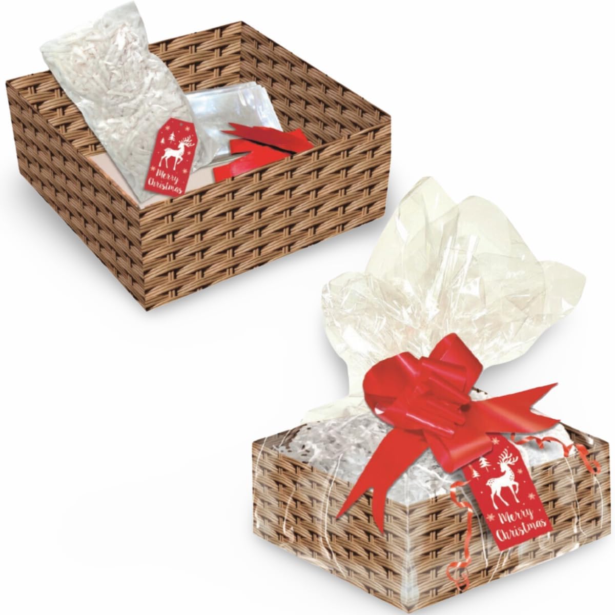 Quickdraw Make Your Own Christmas Hamper Kit Empty Gift Box Basket ...