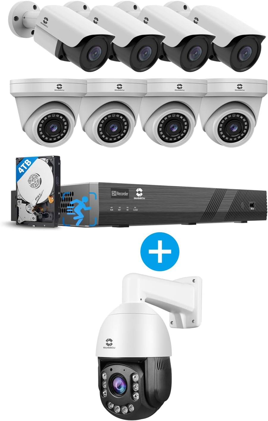 Amazon.com : GWSECU PoE Security Camera System 16 Channel with Person/Vehicle Detection, 8pcs 4K ...