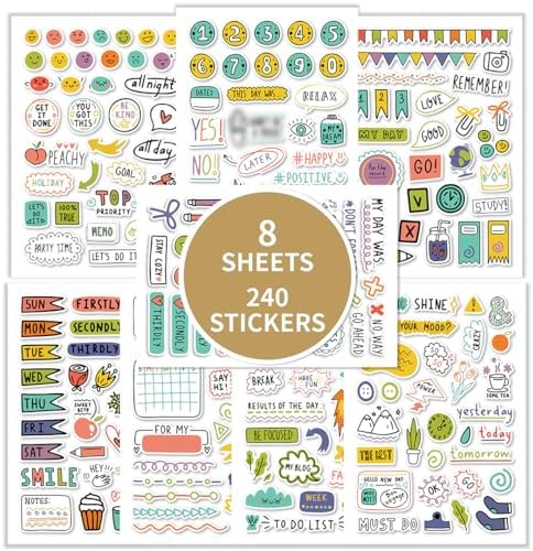 Amazon.com: Zayookey 8 Sheet Daily Planner Stickers 240 Cute Self ...