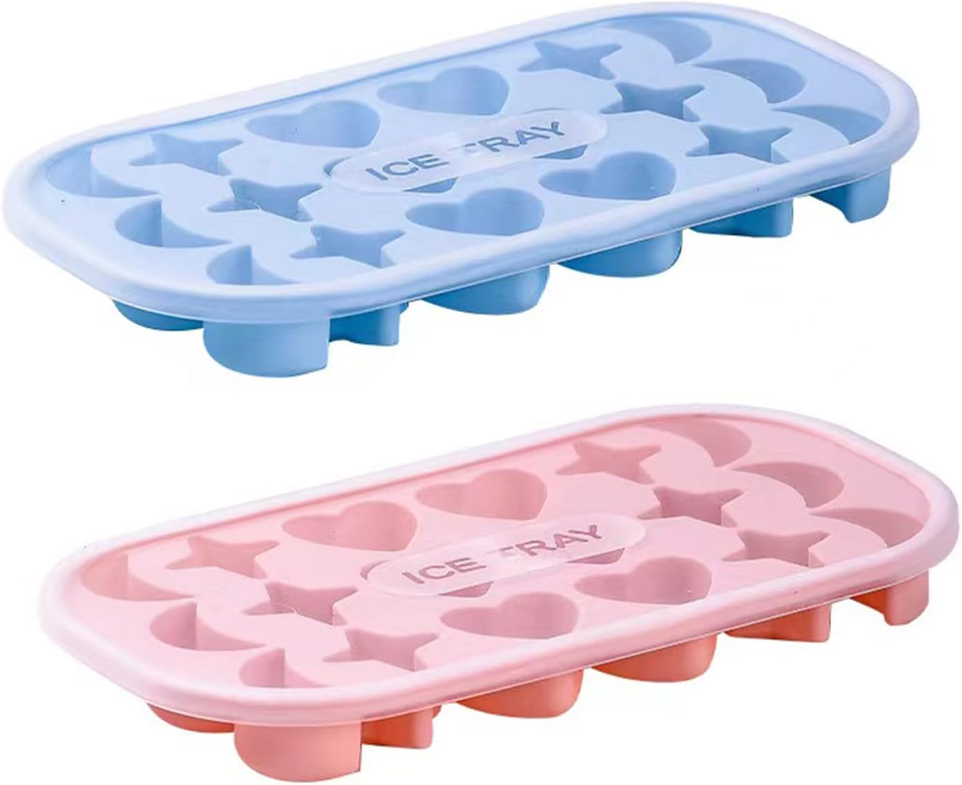 Amazon.com: Kenbutsu Ice Cube Trays 2 Pcs, Silicone Star Moon Heart ...