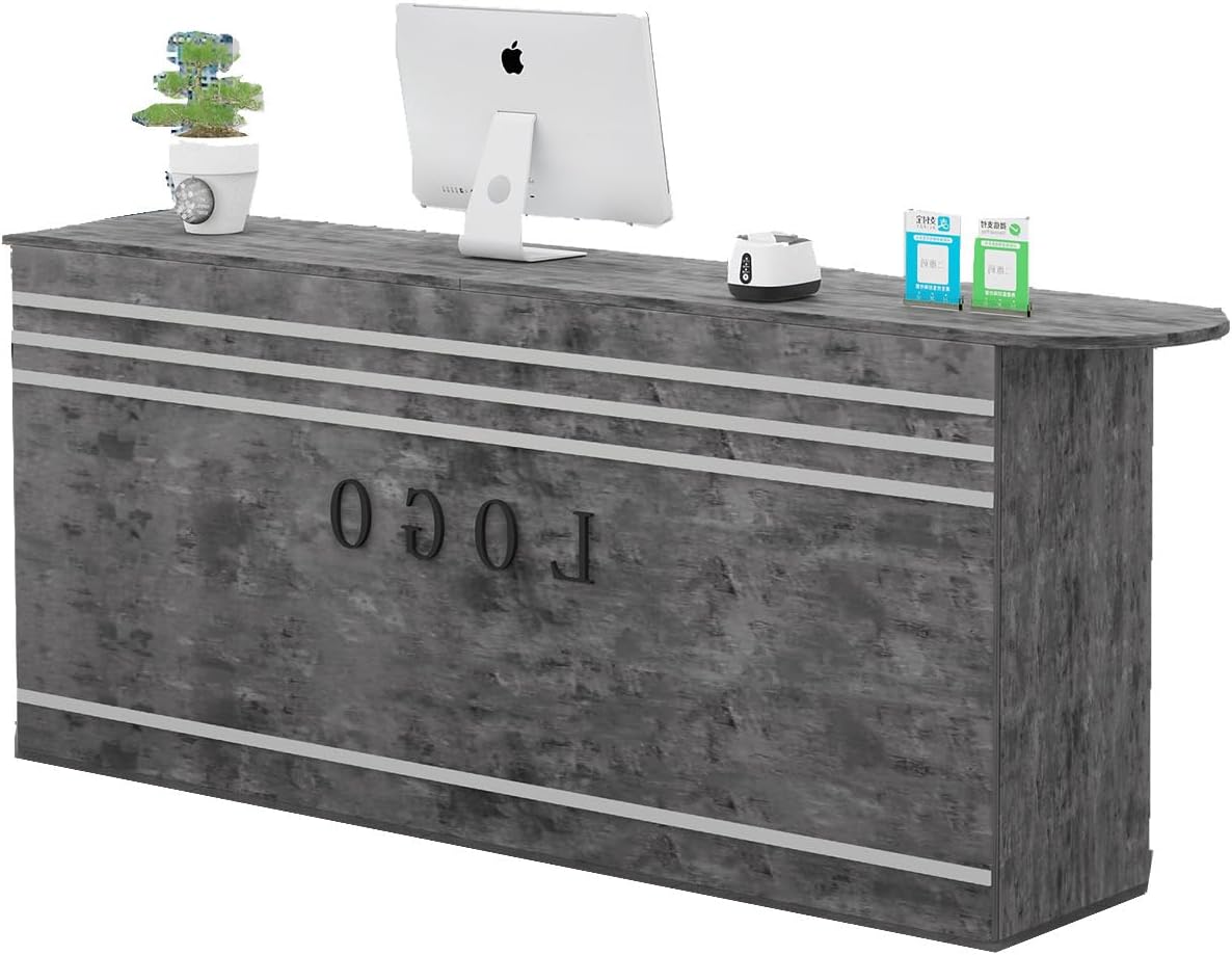Amazon.com: Reception Desk, Stations Counter Table, L-Shap Cashier ...