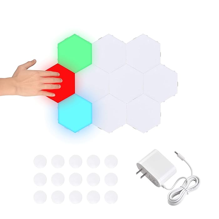 Buy Yescom 10 Pack Hexagon Wall Light Autism Touch Sensitive RGB Panels Sensory Motor Aids ...