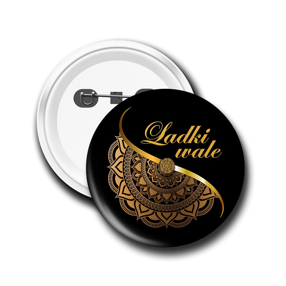 Goodiemoo wedding royal pin badges, Ladki wale Black and golden, 15pcs ...