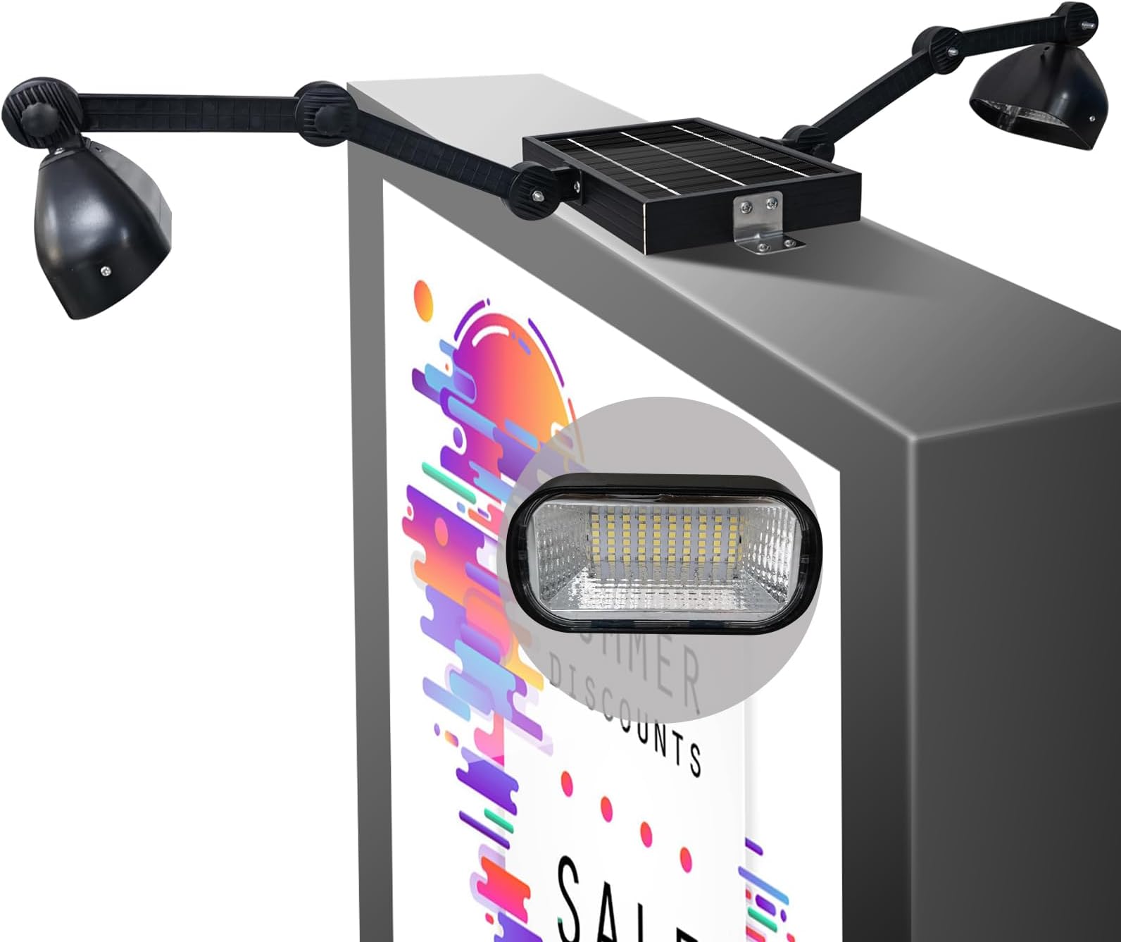 Solar Sign Lights Outdoor, 120 LEDs Solar Billboard Light, 5200 mAh ...