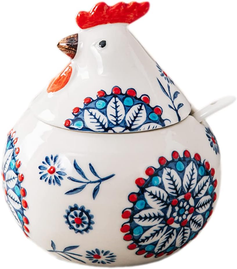 Amazon.com | JHNIF Porcelain Condiment Pot with Lid and Spoon, 11oz ...