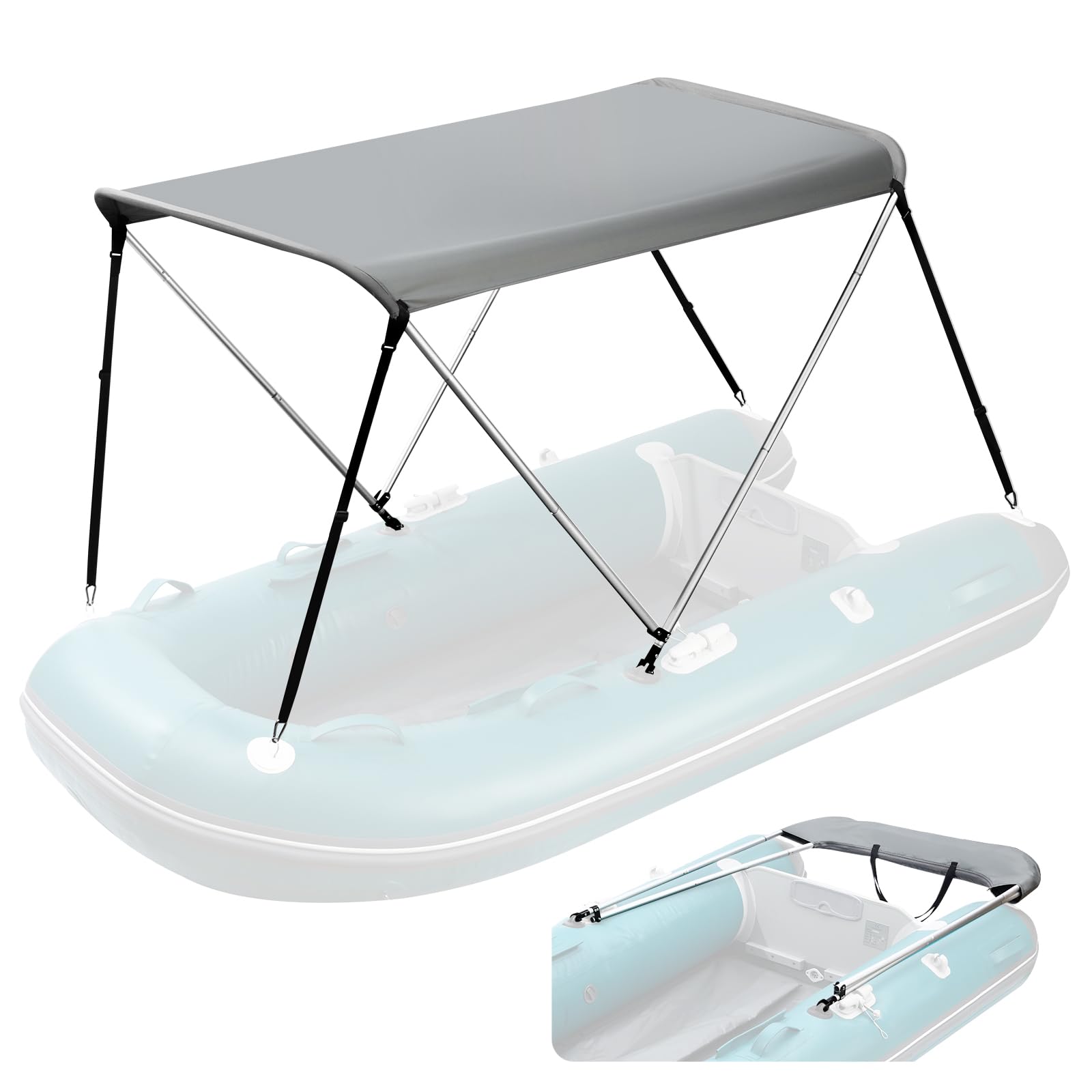 Amazon.com : DockMoor Bimini Top for Inflatable Boat Jon Boat Aluminum ...