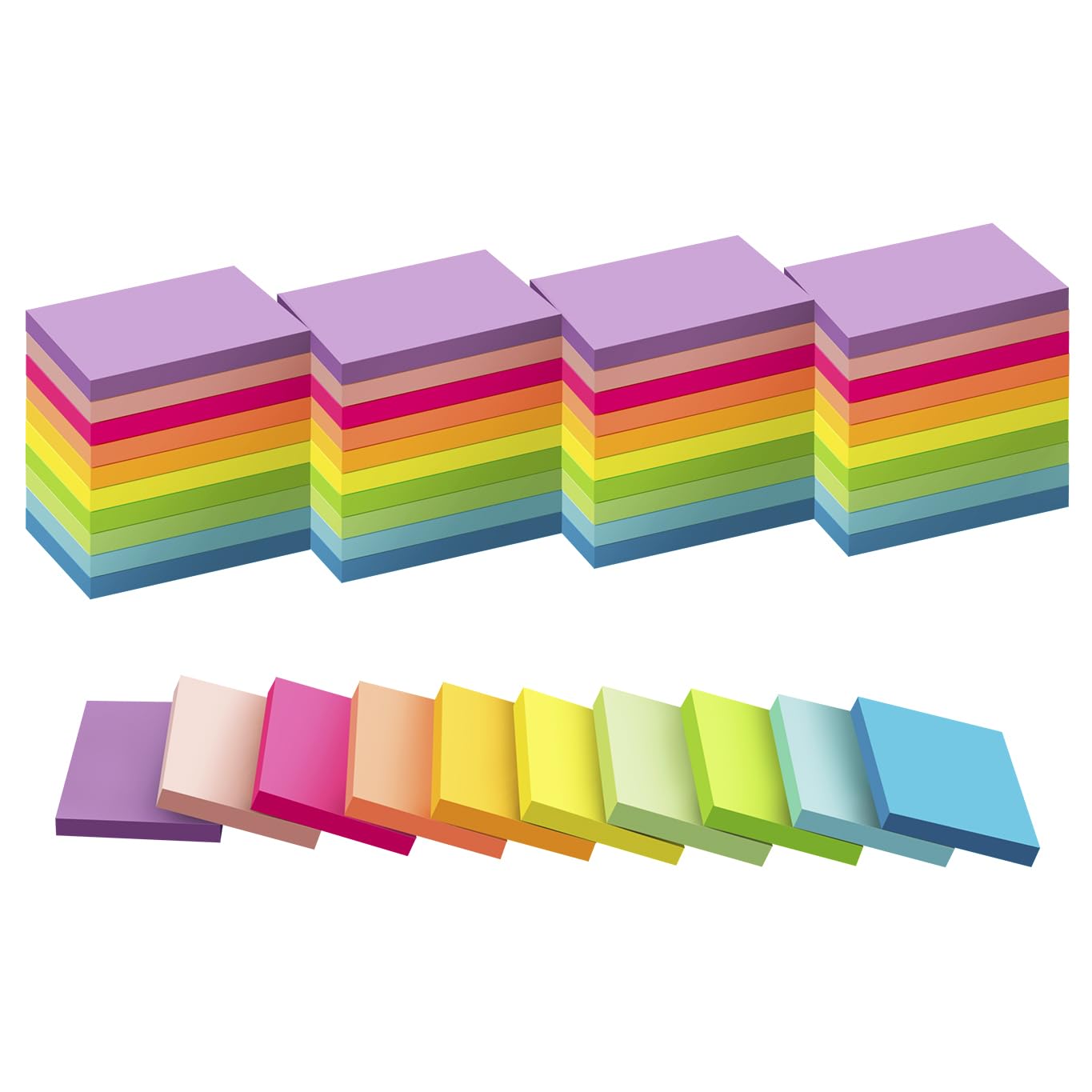 Amazon.com : (50 Pads) Sticky Notes 1.5x2, 10 Colors Self Sticky Notes ...