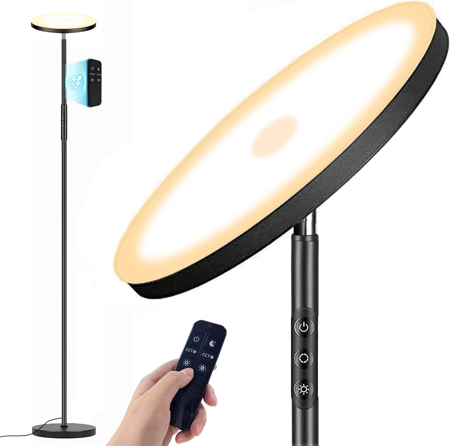 Yikuneng Stehlampe LED Dimmar, 36W 3200LM Super Hell Standleuchte 2700K ...