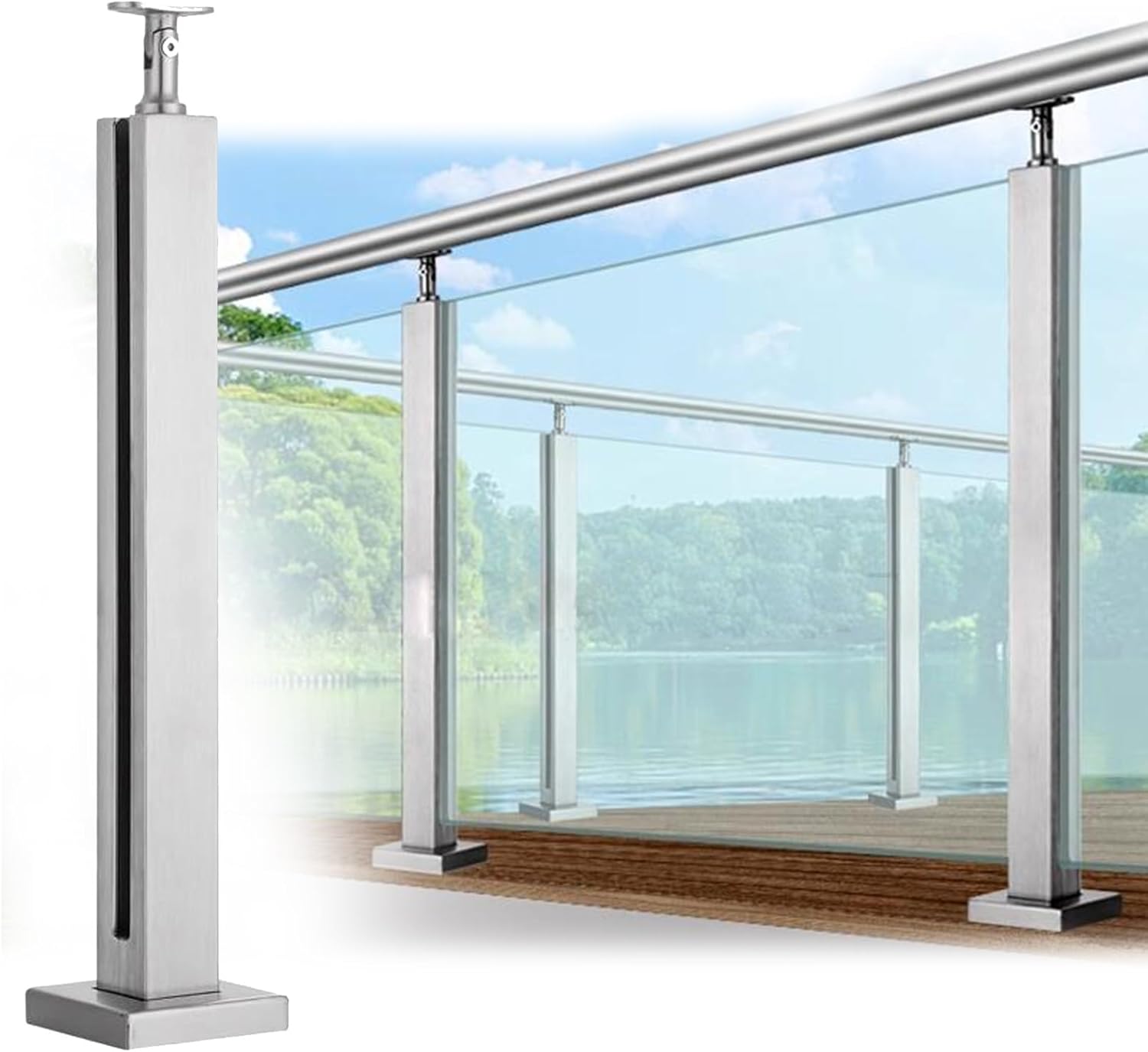 Amazon.com: HAGNZHE Glass Stair Railing Post System Stainless Steel ...