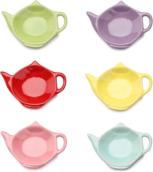 Amazon.com: SmileBear Ceramic Tea Bag Coaster Set of 6 Teapot Shaped ...