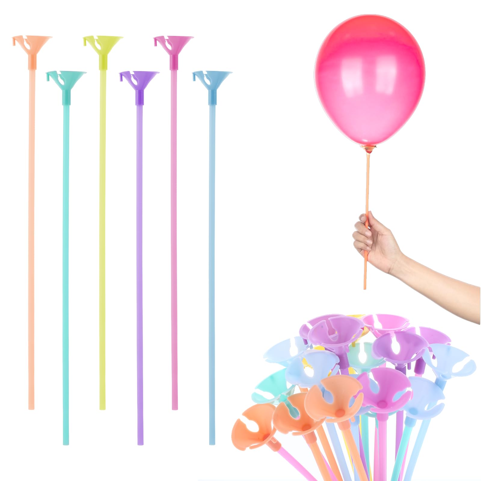 Amazon.com: JJUNW 20 Pcs Balloon Sticks, Long Plastic Balloon Sticks ...