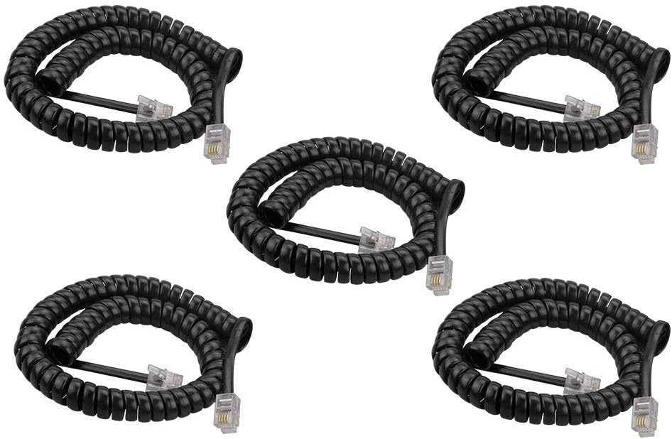Telephone Handset Cord, SINCODA 5 Pack 6Ft Modular Coiled Telephone ...