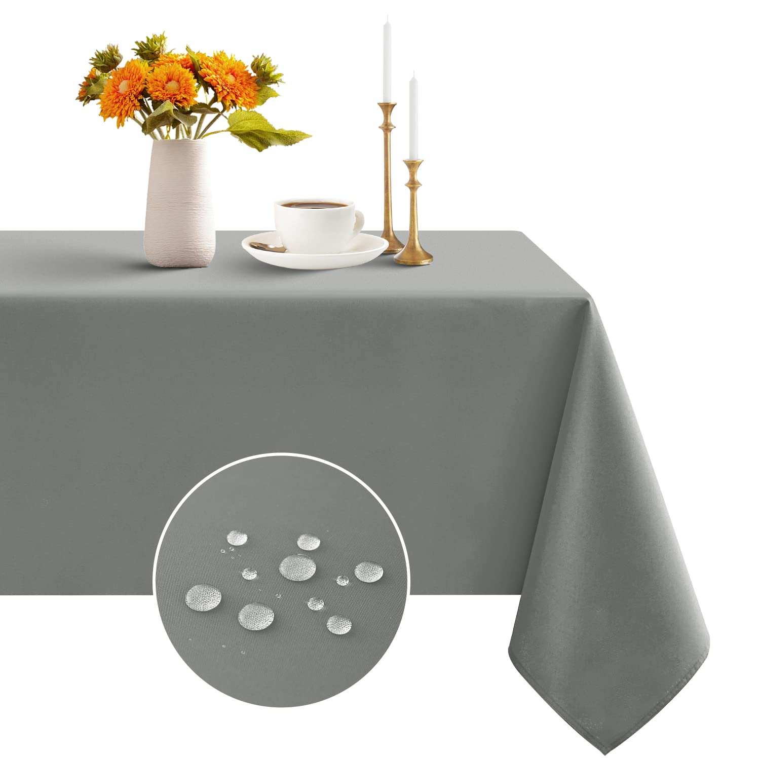 Romanstile Grey Tablecloth wipe clean,140x200 CM,washable,water ...
