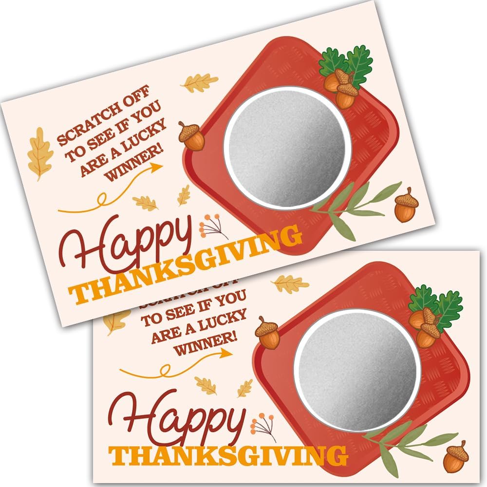 Amazon.com: Haizct 50 Pack Thanksgiving Theme Scratch Off Games, Turkey ...