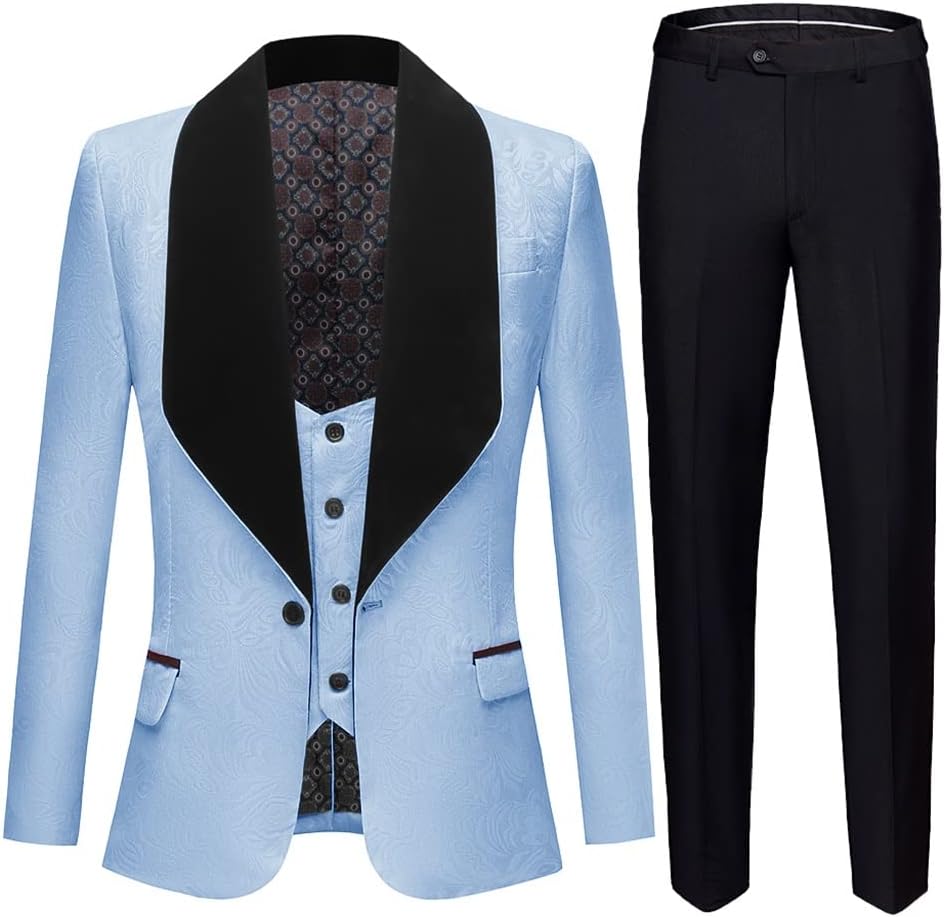Amazon.co.jp: Dirac Men's Large Cape Lapel Three-Piece Pink Blue White ...