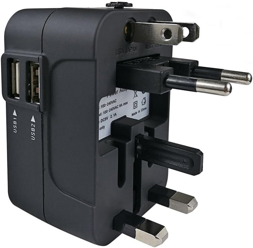 Amazon.com: CyberPower TRA1A21U Universal Travel Adapter, USB Charge ...