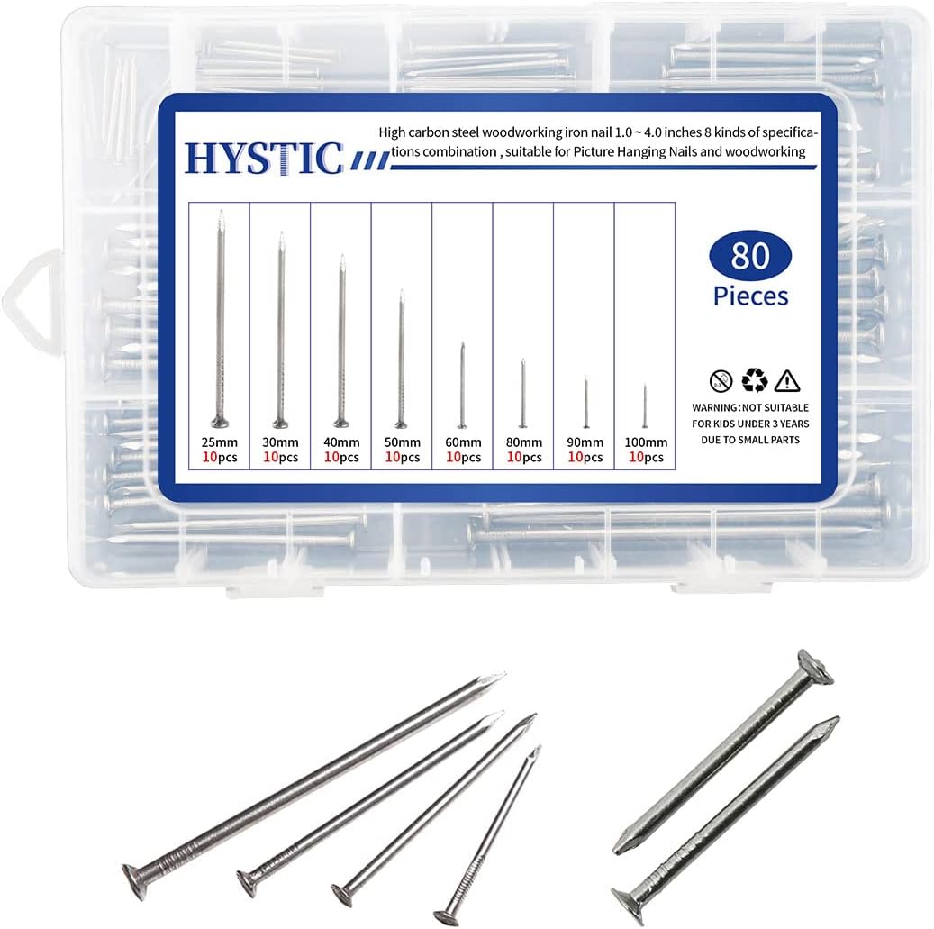 Amazon.com: HYSTIC 80Pcs High Carbon Steel Wood Screws With 8 Sizes Ranging From 1.0 To 4.0 ...
