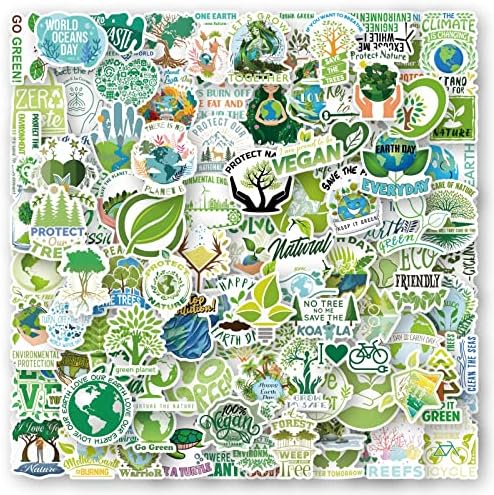 100Pcs Environmental Protection Stickers, Green Nature Earth Day Decals ...