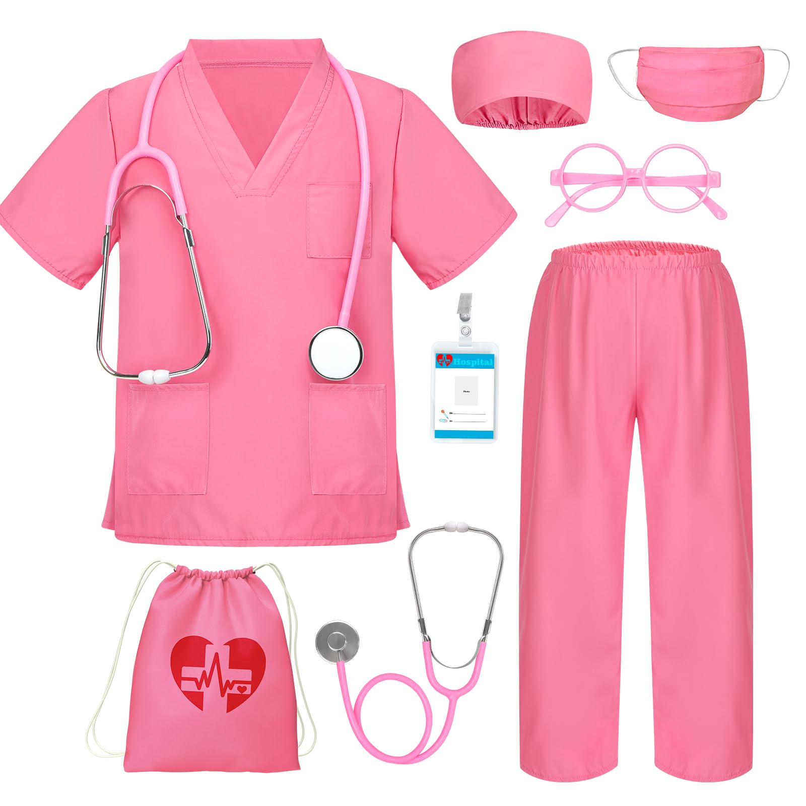 Amazon.com: BIBUTY Doctor Costume for Kids Scrubs for Girls Boys ...