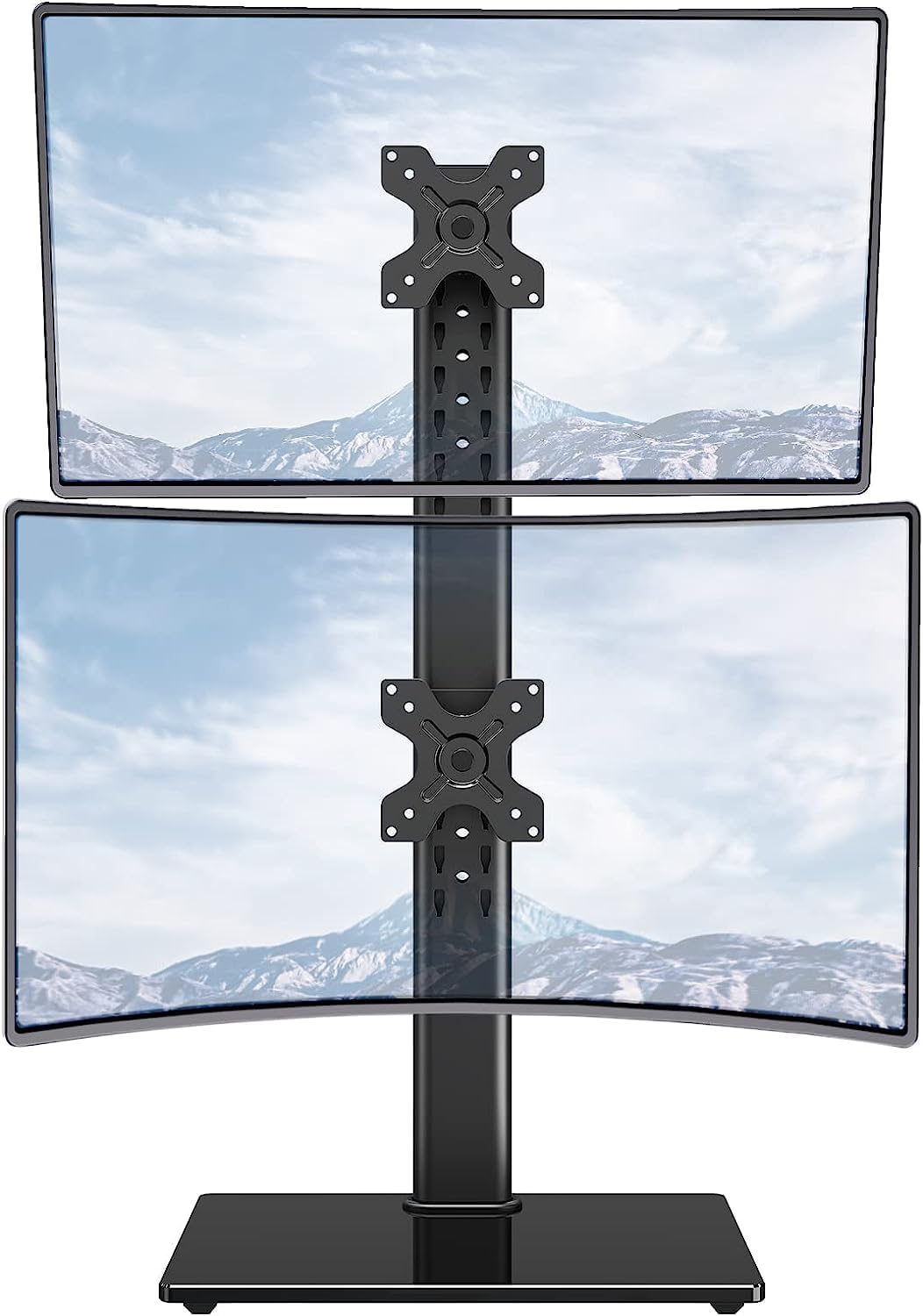 Hemudu Dual Monitor Stand - Vertical Stack Screen Free-Standing Monitor ...