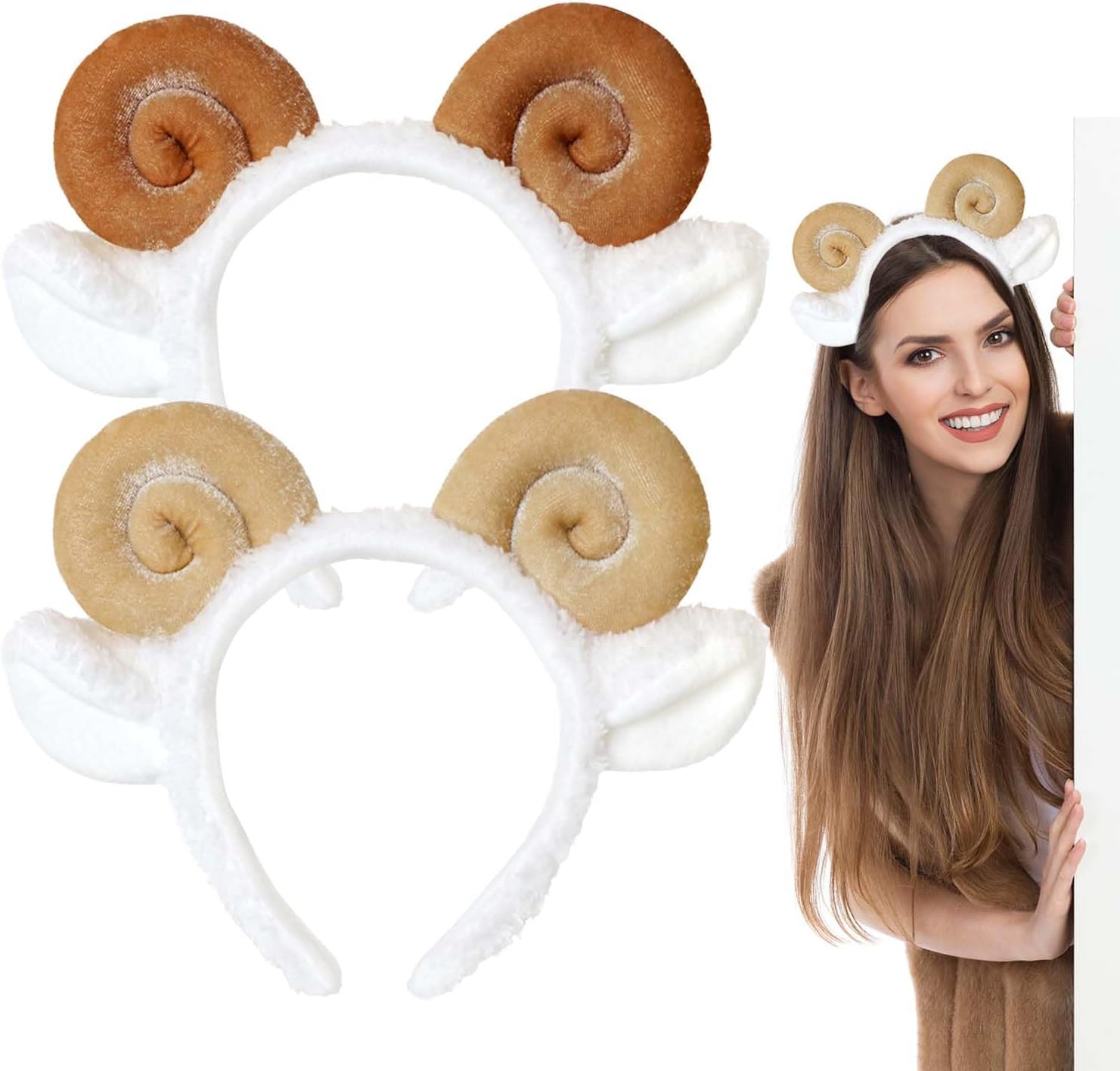 Amazon.com: 2 Pack Cute Plush Animal Ear Headbands With Horns for ...