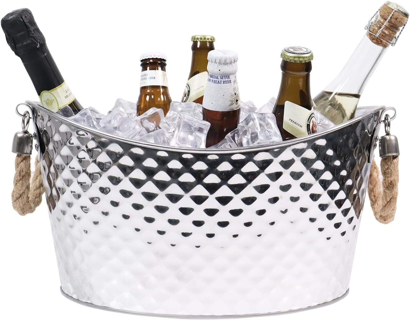 Qianly Galvanized Ice Bucket Beer Buckets Storage Container Cool Metal ...