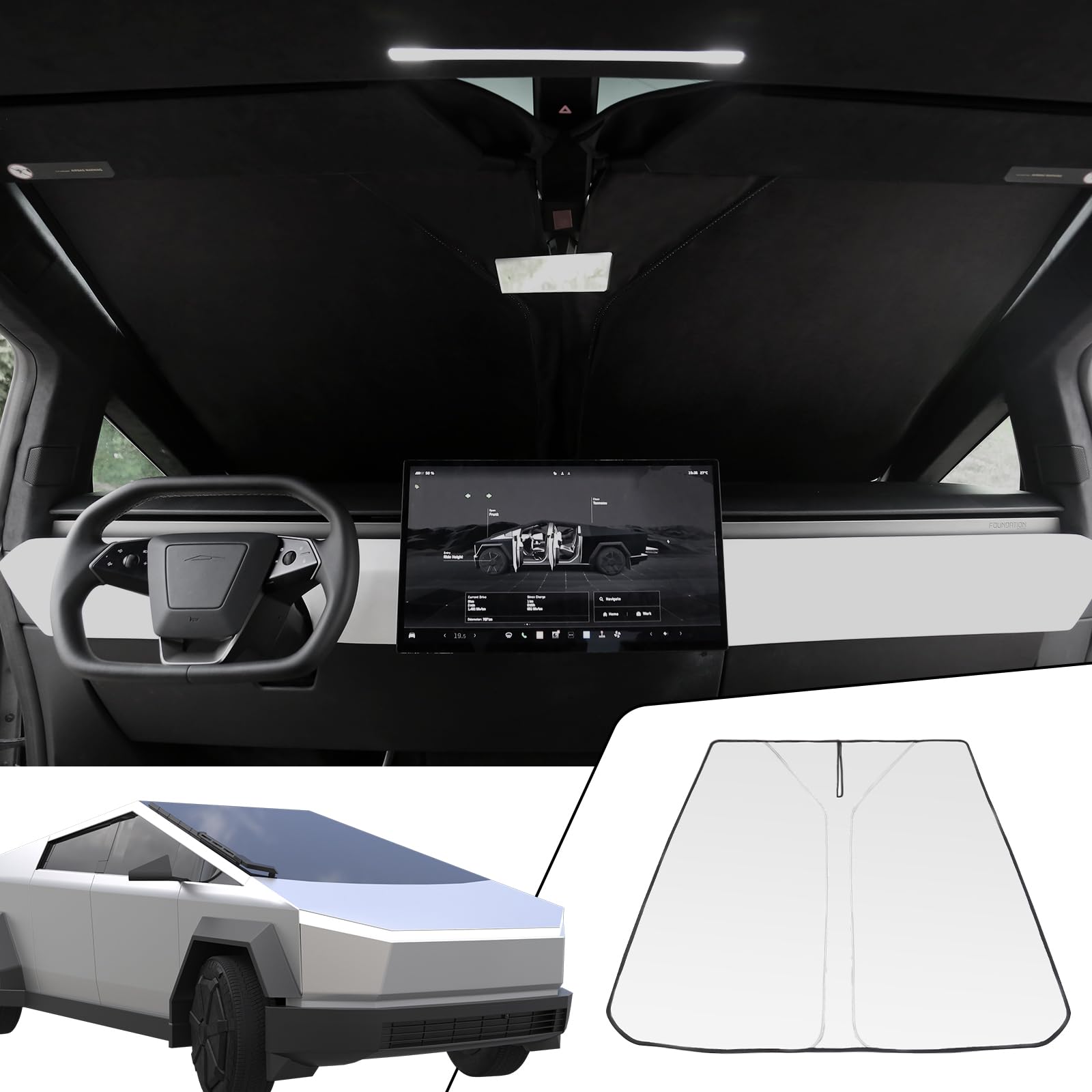 Amazon.com: BEEGROW Windshield Sunshade for Tesla Cybertruck 2024, Full ...