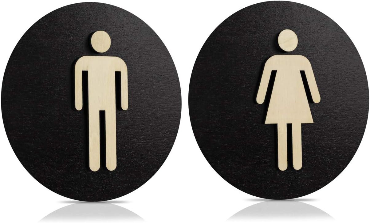 Cartello WC, in legno, nero, uomo e donna, Legno, Damen+herren, Ø 18cm ...