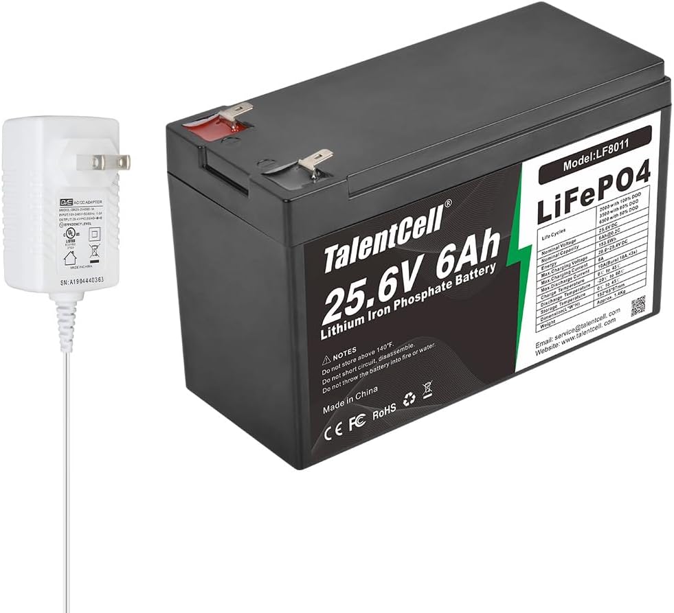 Amazon.com: Talentcell 24V 6Ah LiFePO4 Battery Pack LF8011, 25.6V 153.6Wh Deep Cycle ...