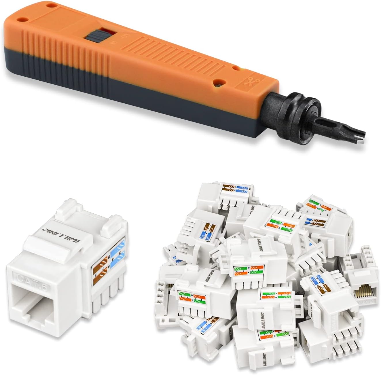 Amazon.com: Iwillink Punch Down Tool and (25 Pack) Cat6 RJ45 Keystone ...