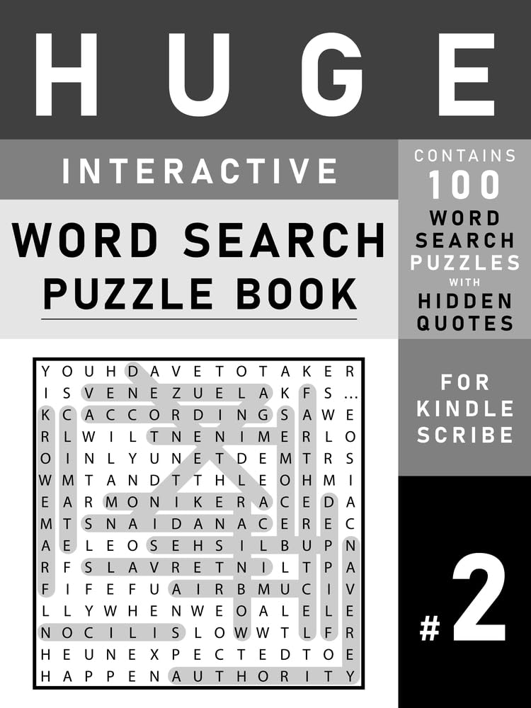 HUGE Interactive Word Search Puzzle Book - Volume 2 (Kindle Scribe Only ...
